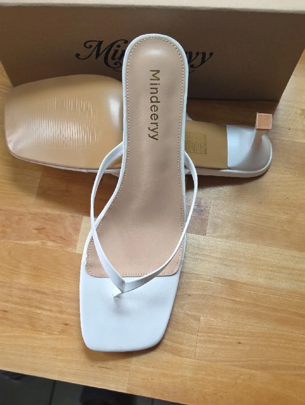 Shoes | White Squaretoe Thong Heeled Sandals For Women | Poshmark